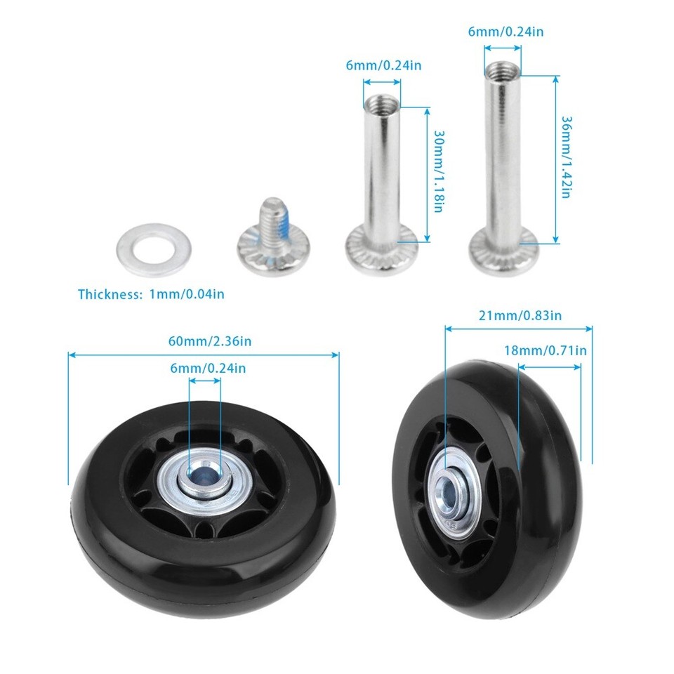 1 Pair Suitcase Replacement Wheels Travel Bags Luggage Repair Kit OD ...