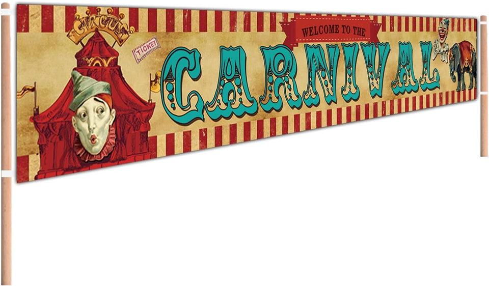 Welcome to the Carnival Banner, Large Circus Carnival Party Decorations ...