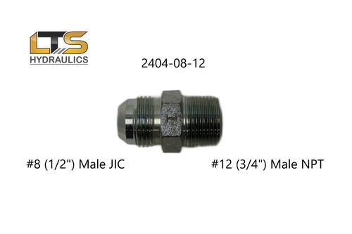 2404-08-12 Steel Hydraulic Adapter 1/2" Male JIC x 3/4" Male Pipe NPT ...