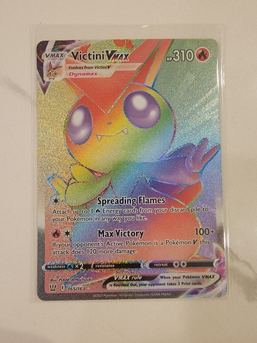 Victini Vmax 165/163 Battle Styles Full Art Secret Rainbow Rare Pokemon ...