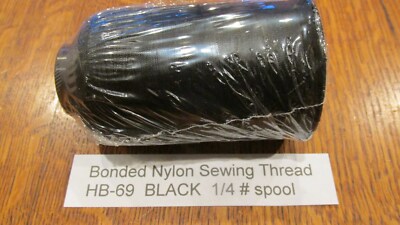 BONDED NYLON # 69 BLACK 1/4 POUND LEATHER SEWING THREAD H&B QUALITY NEW ...