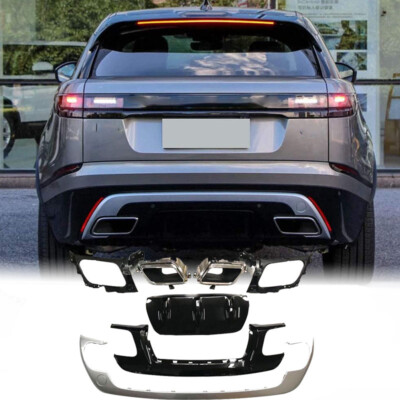 Rear Bumper Diffuser Lip W /Exhaust Tips Fit For Range Rover Velar 17 ...