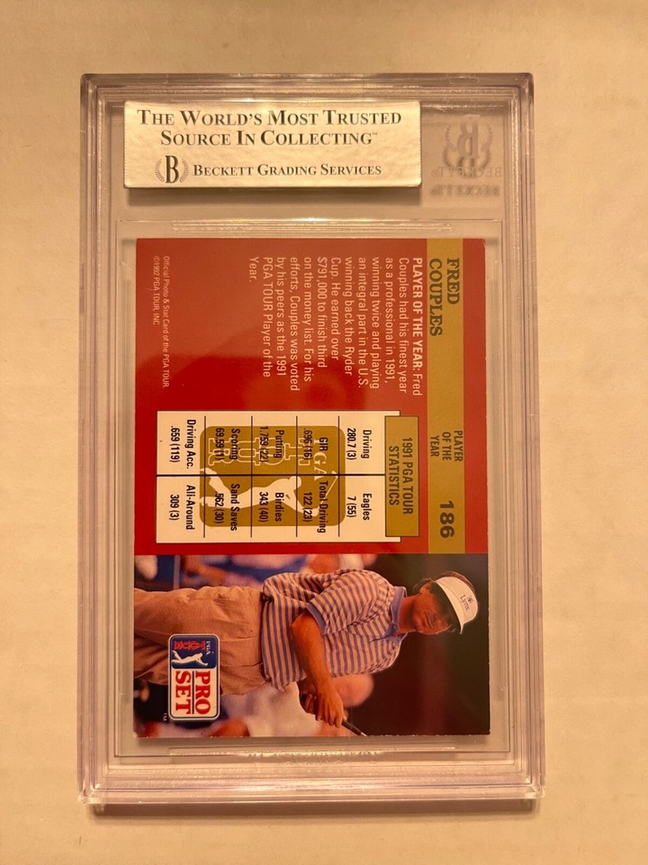 FRED COUPLES AUTO BECKETT AUTHENTICATED 1992 PRO SET PLAYER OF THE YEAR ...