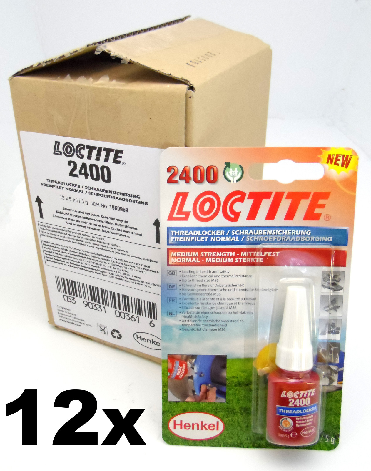 Box of 12- Loctite 2400 Medium Strength Thread Lock & Sealant- Stud ...