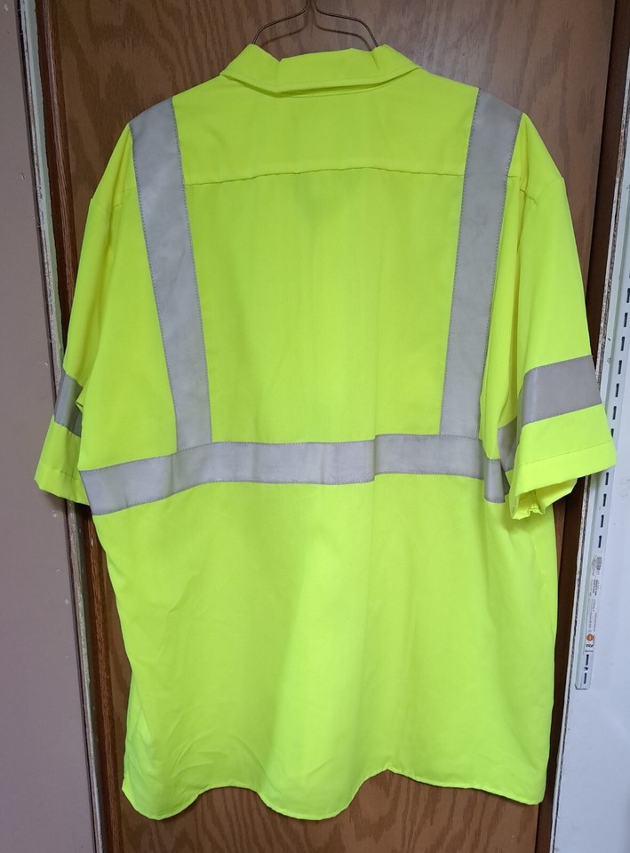 2XL Dickies Short Sleeve Work Shirt Reflective Hi Visibility Stripes ...