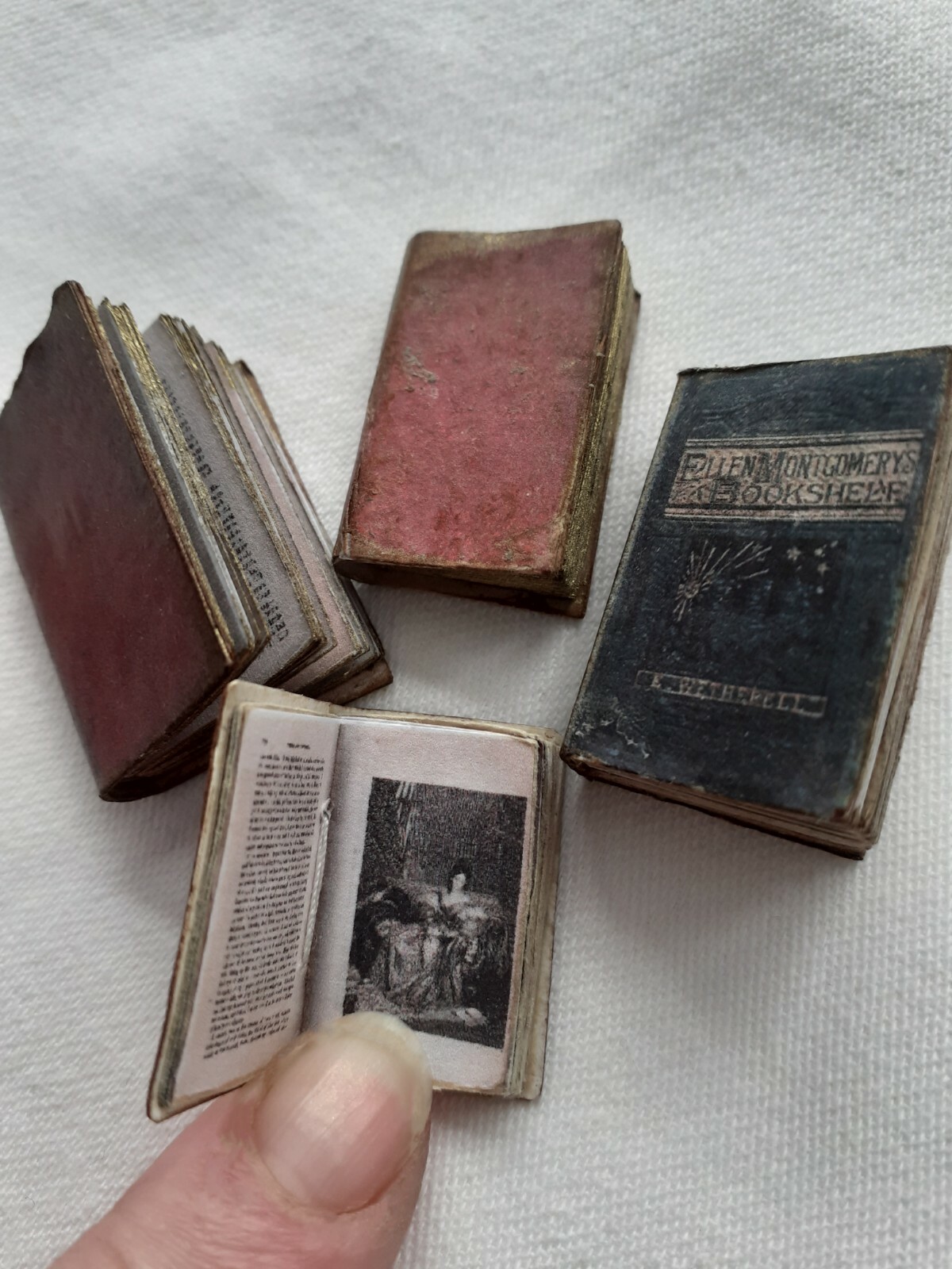 Miniature Antique Book Covers Pages Kit 4 Dolls House Diorama Library ...