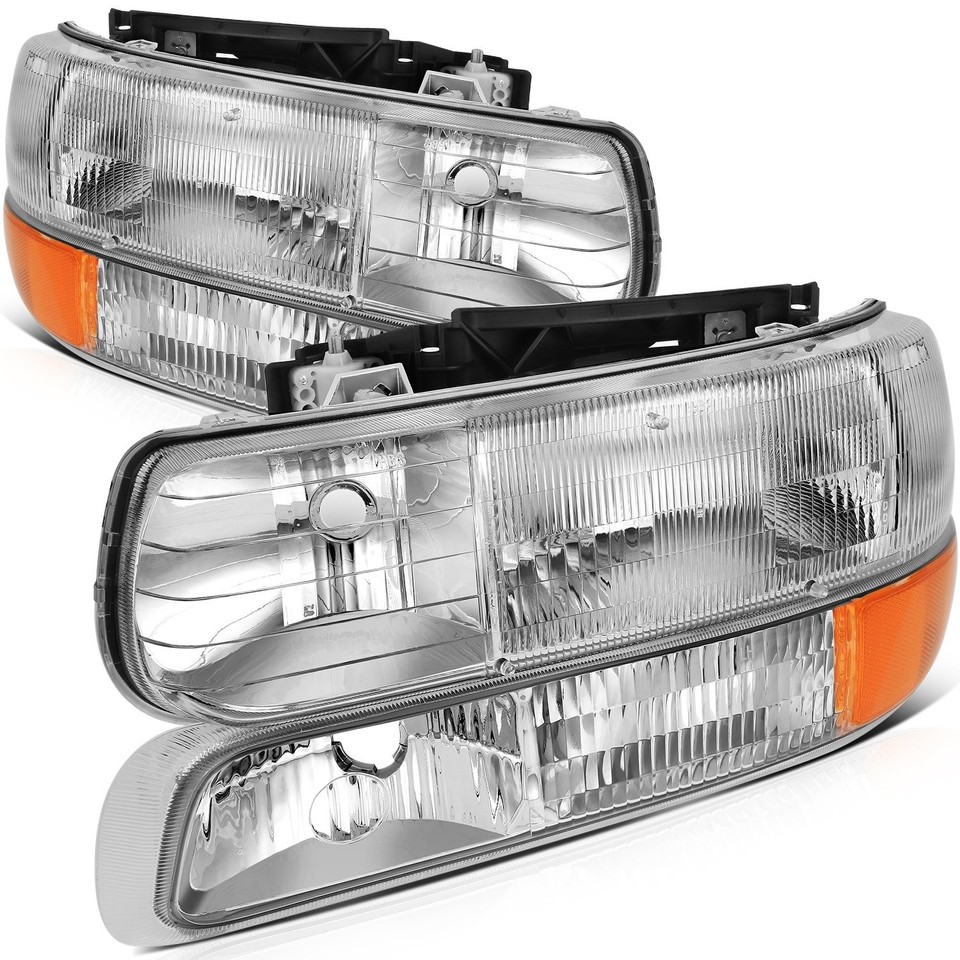 Headlights Set FOR 1999-02 chevy silverado 1500 2500 3500 Chrome ...