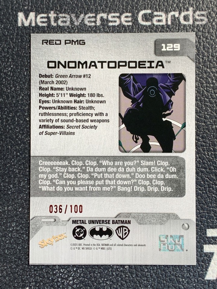 2025 Skybox Metal Universe Batman Onomatopoeia Red PMG Precious Metal ...
