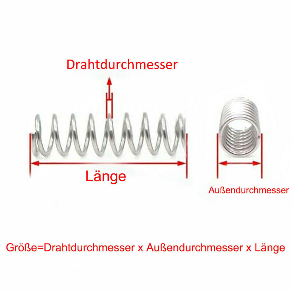Druckfeder, Feder, A2 Edelstahl, Draht 1,0mm, Außen 6mm-18mm, Länge ...