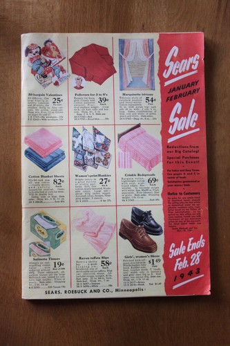 Sears Catalog 1943 Jan Sale Vintage 158 Pg Historical Reference