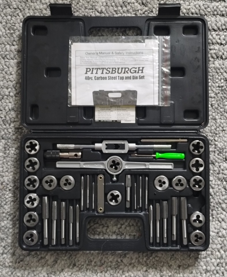 Pittsburgh Metric 40pc Carbon Steel Tap and Die Set, 6.5, 1.0, 0.75 ...
