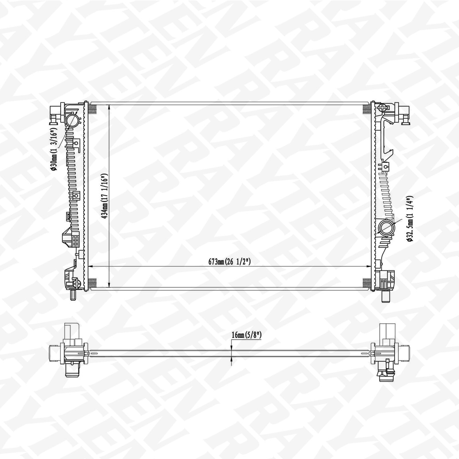 13401 2014-2018 Jeep Cherokee 2.4L 3.2L Radiator | Dual Fan | Crossflow ...