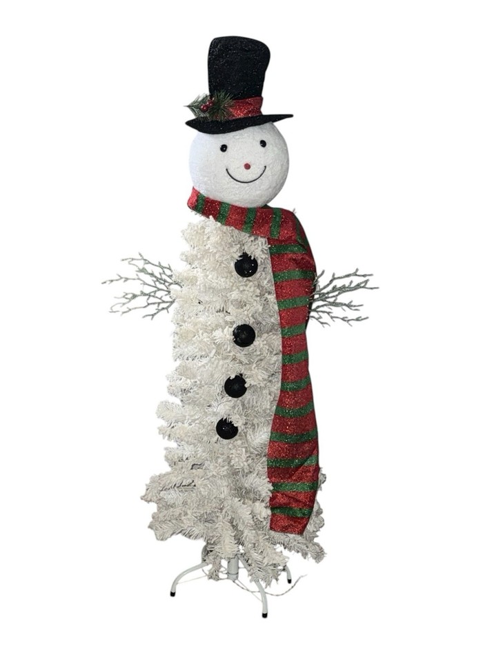 WINTER WONDER LANE 4ft Pre-Lit Flocked Snowman Christmas Tree Vntg | eBay