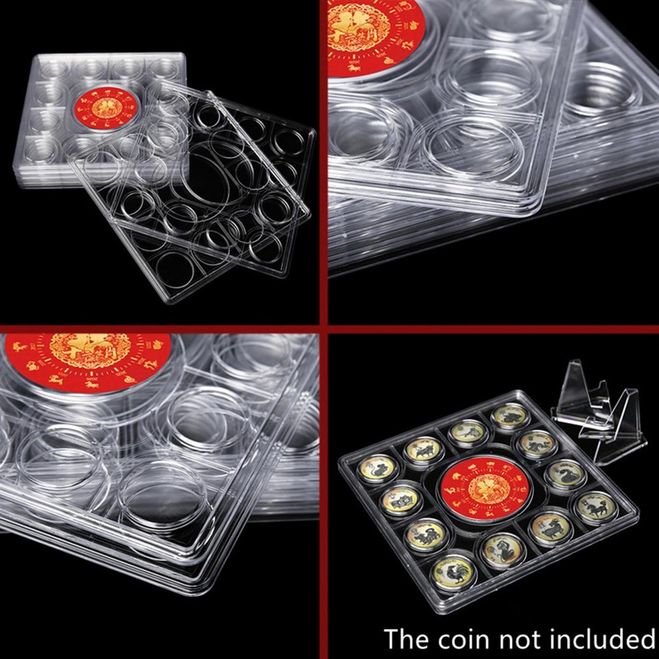 12 Commemorative Coin Display Holder Collection Case Souvenir Static ...