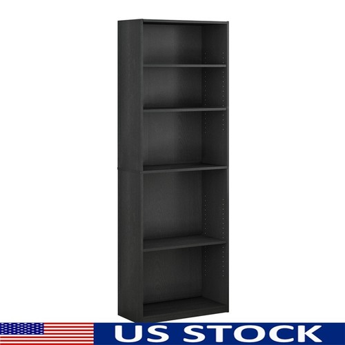5 Tier Adjustable Shelf Bookcase Easy Assembly Home Office Storage ...
