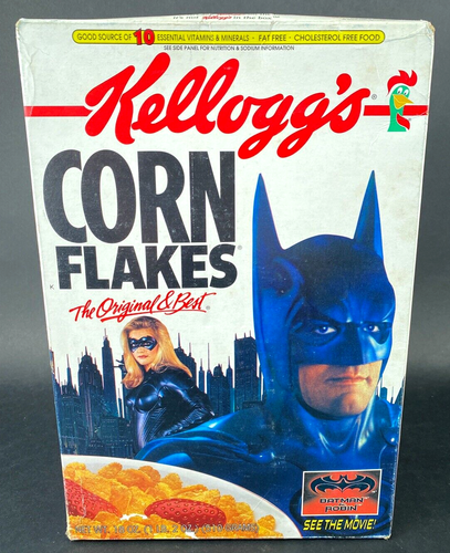 Vintage 1997 Kellogg's Corn Flakes Cereal Box Batman & Robin Movie New ...
