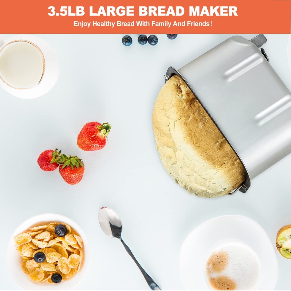 3.5LB Bread Maker Machine 15-in-1 Automatic Bread Machine with Dual ...