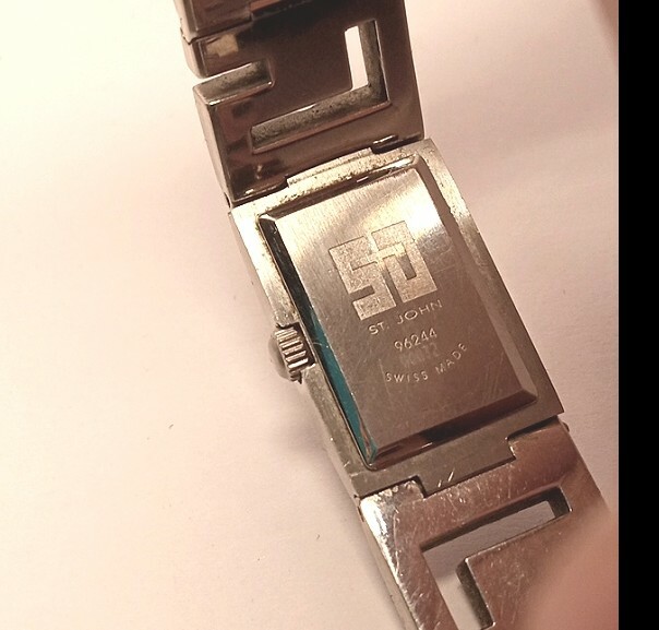 St John Signature Logo Sliver Tone Swiss Made Wrist Watch. Battery Runs ...