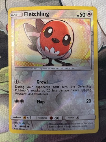 Fletchling 109/145 S&M: Guardians Rising - Reverse Holo -NM - Pokemon ...