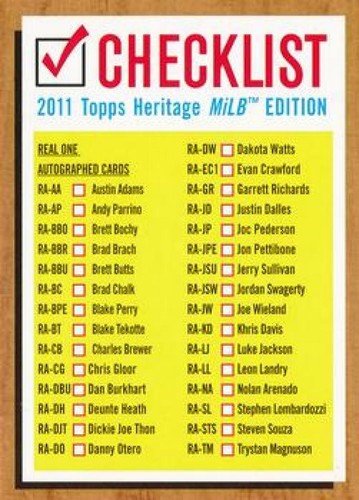 2011 Topps Heritage Minor League Checklists #4 Checklist 4 NM-MT | eBay