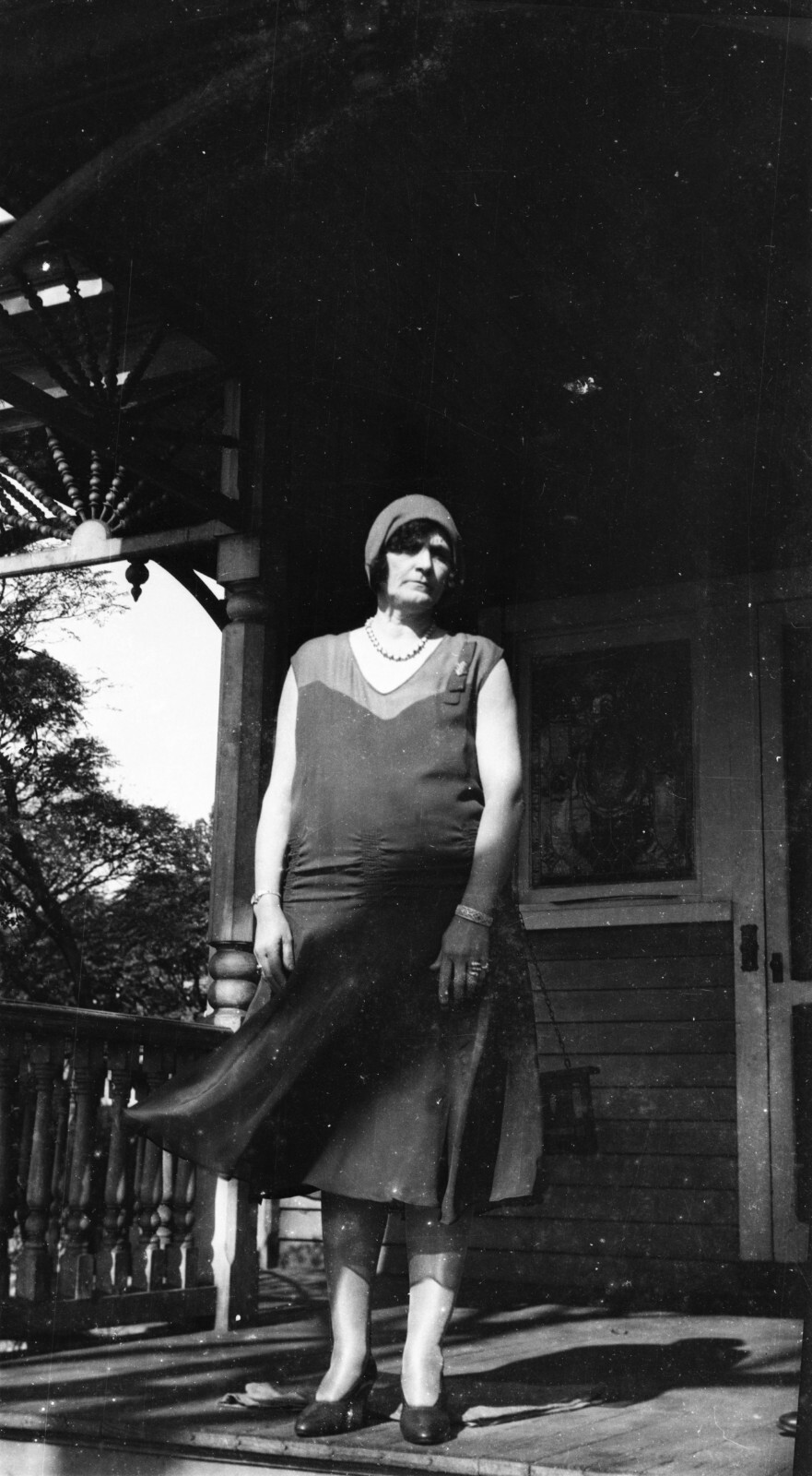 Antique Photo Negative Lady on Porch Victorian Gingerbread House | eBay