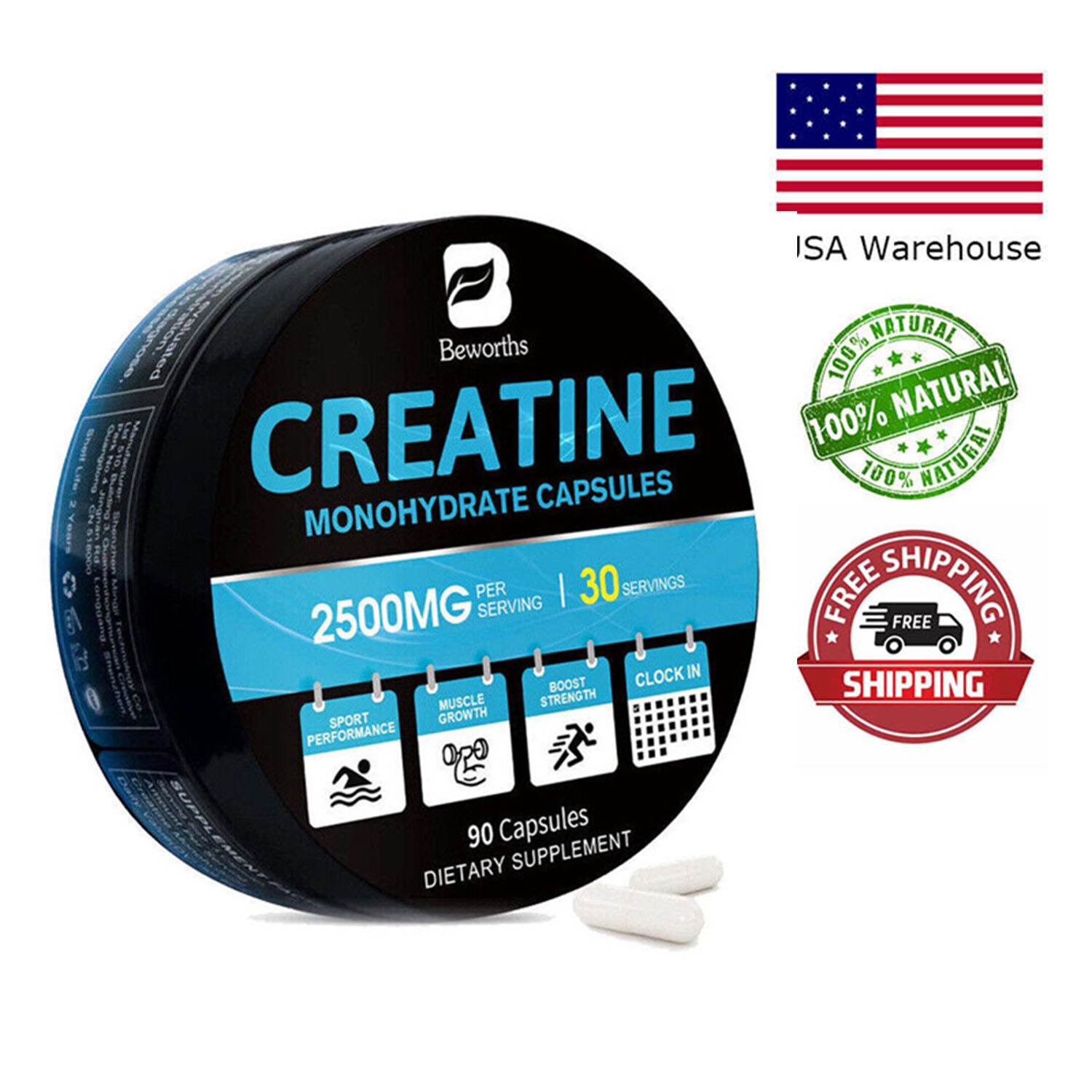 Creatine Capsules- For Muscle Growth,Immune Boost,Brain Health Support ...