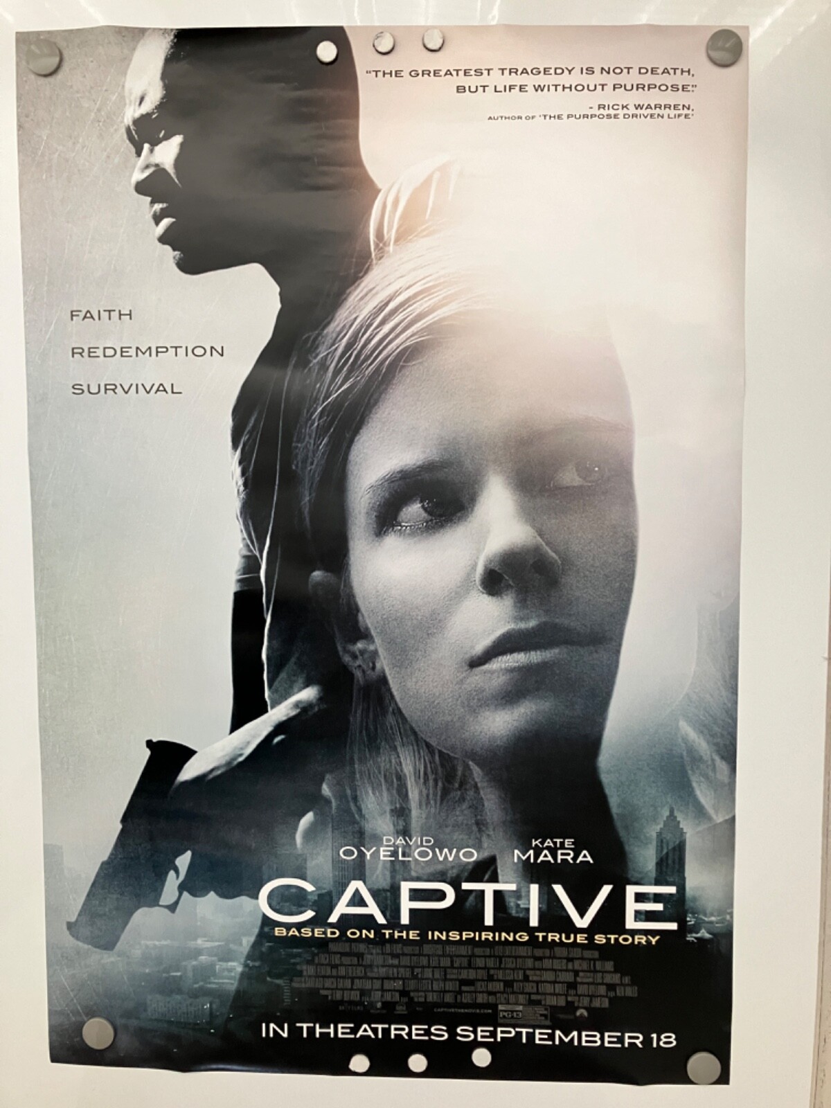 CAPTIVE MOVIE POSTER (2015)- D/S ORIGINAL 27x40 KATE MARA DAVID OYELOWO ...