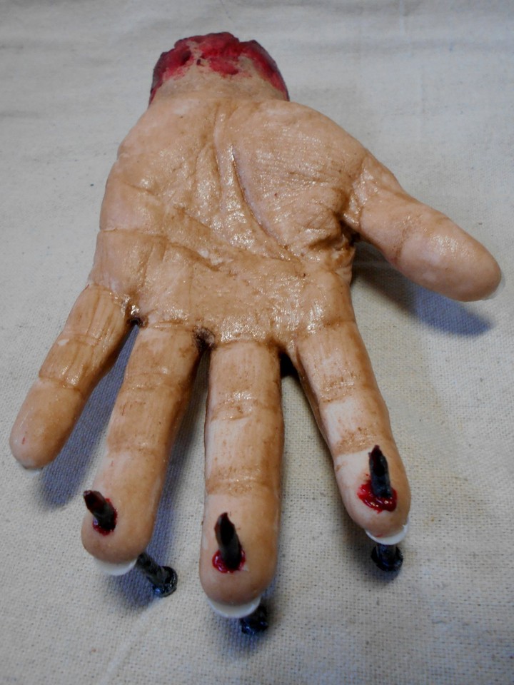 horror props Nailed Hand Halloween movie fx dead body parts freak show ...
