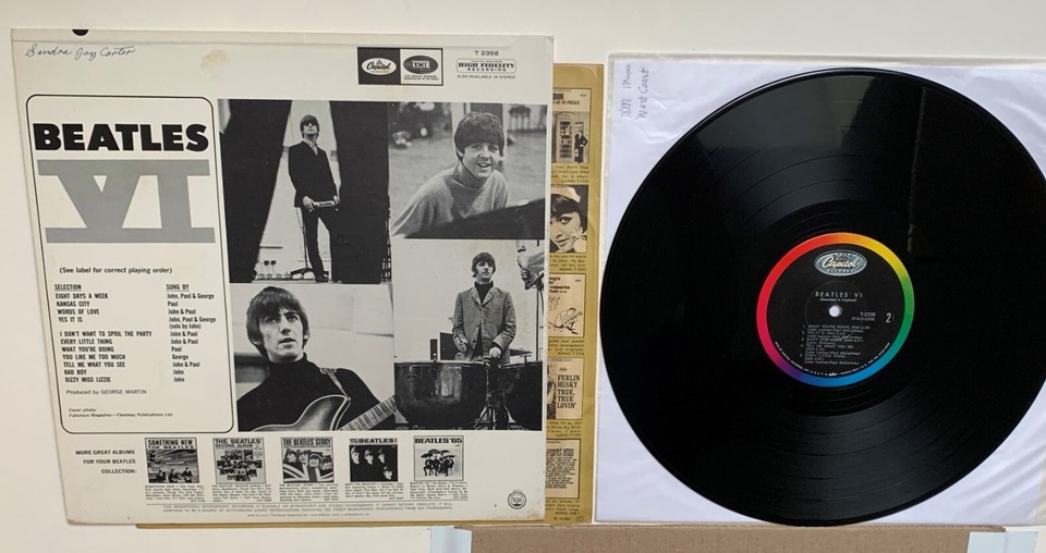 THE BEATLES VI - CAPITOL RECORDS # T-2358 MONO 1965 WEST COAST VG ...