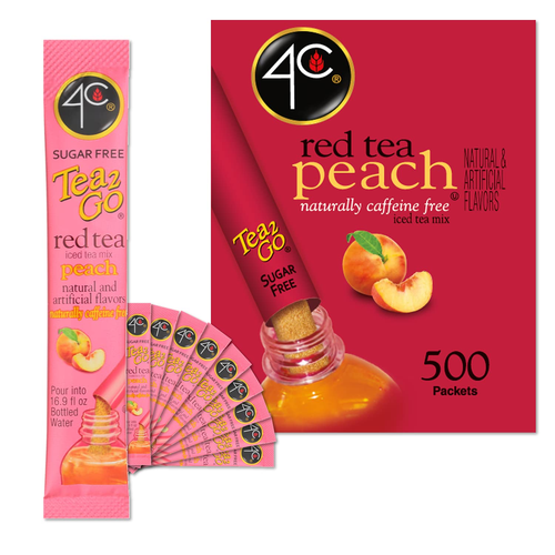 4C Powder Drink Stix, Red Tea Peach 500 Count, Bulk Buy, Singles Stix ...