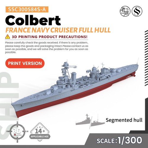 SSC300584S-A 1/300 Military Model Kit France Navy Colbert Cruiser Full ...