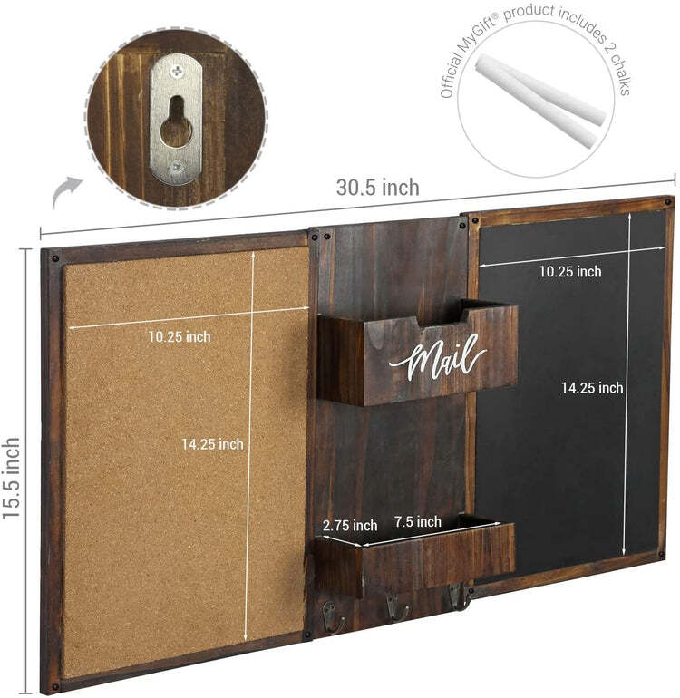 Wood Command Center Wall Organization Set with Chalkboard, Bulletin ...