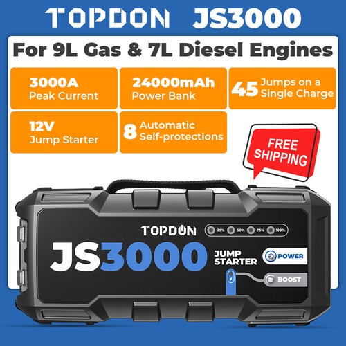 TOPDON JS3000 Auto KFZ Starthilfe 3000A Jump Starter Booster 24000mAh ...