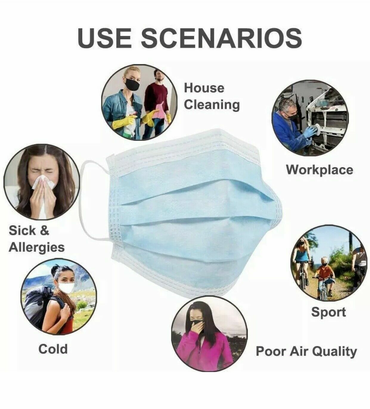 100 Pcs Face Mask Mouth & Nose Protector Respirator Masks with Filter ...