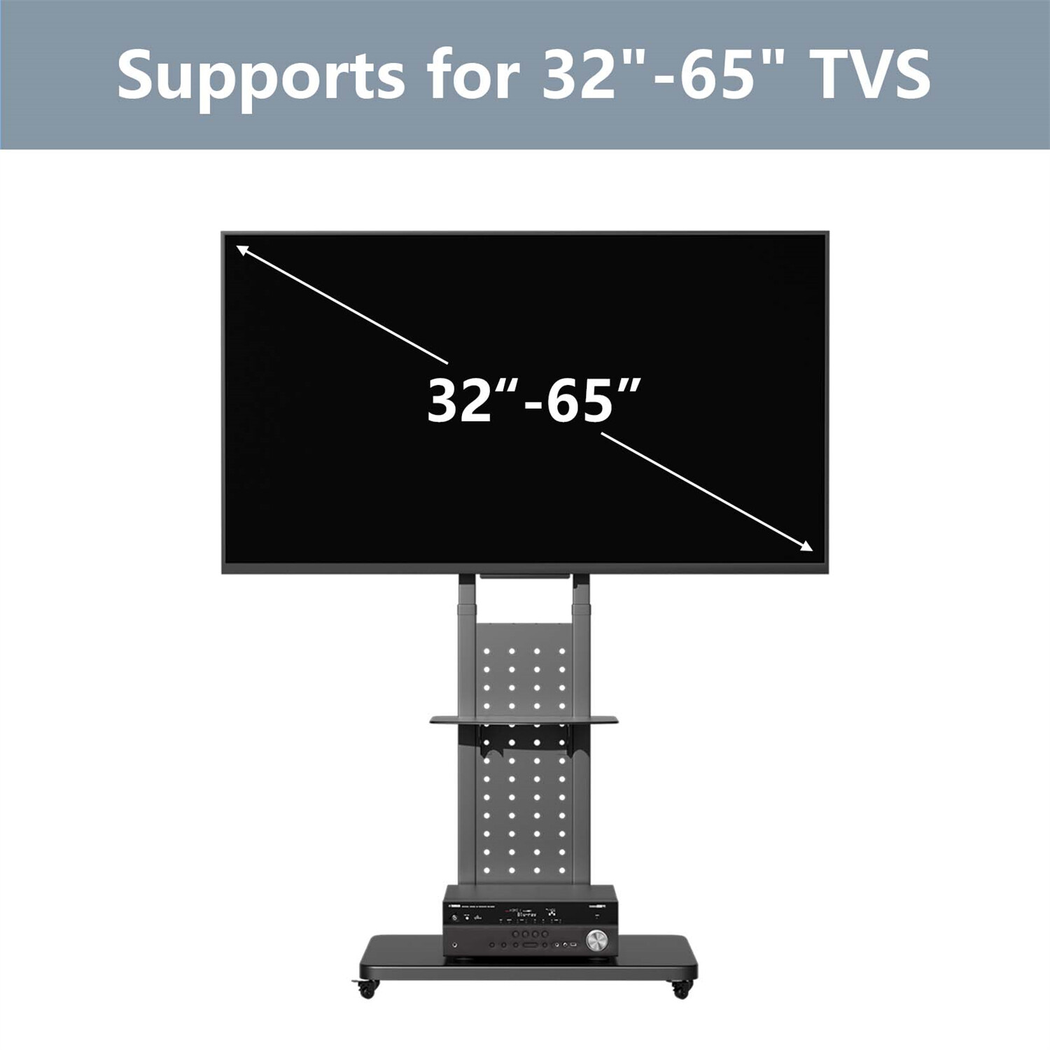 Heavy Duty Mobile TV Floor Stand for 32-65'' Supports 90°Angle Vertical ...