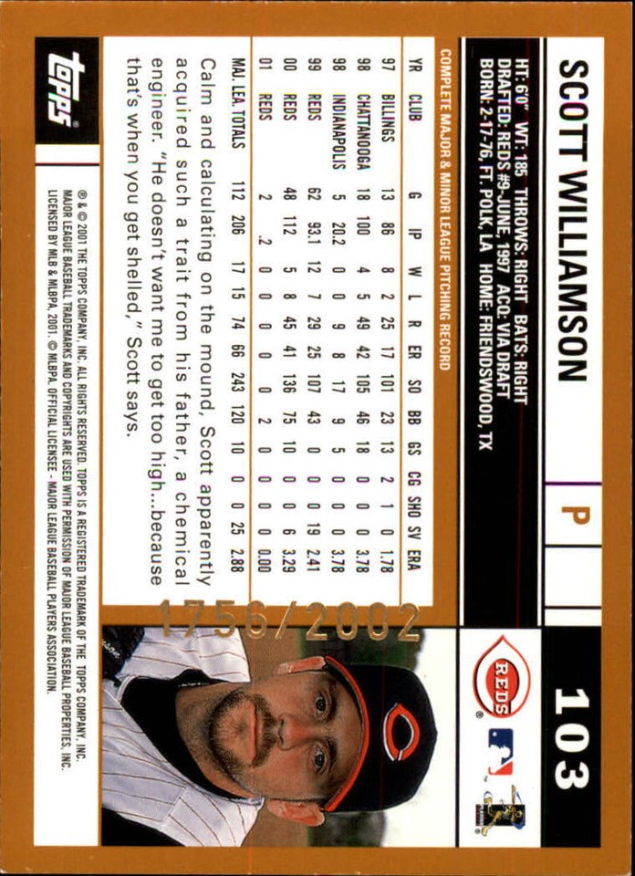 2002 Topps Gold #103 Scott Williamson /2002 - NM-MT | eBay
