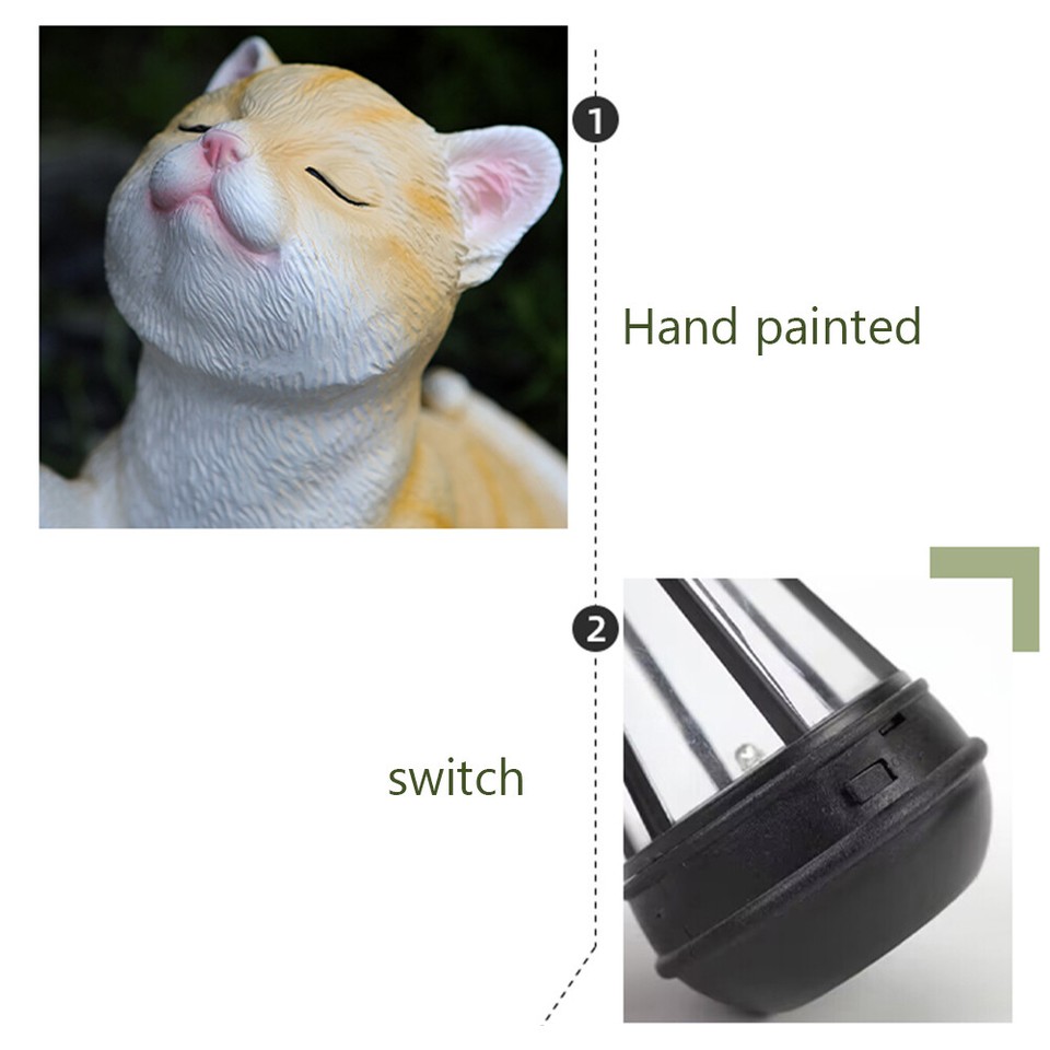 Cat Garden Statue Resin Solar Outdoor Statue Light Cute for Yard ...