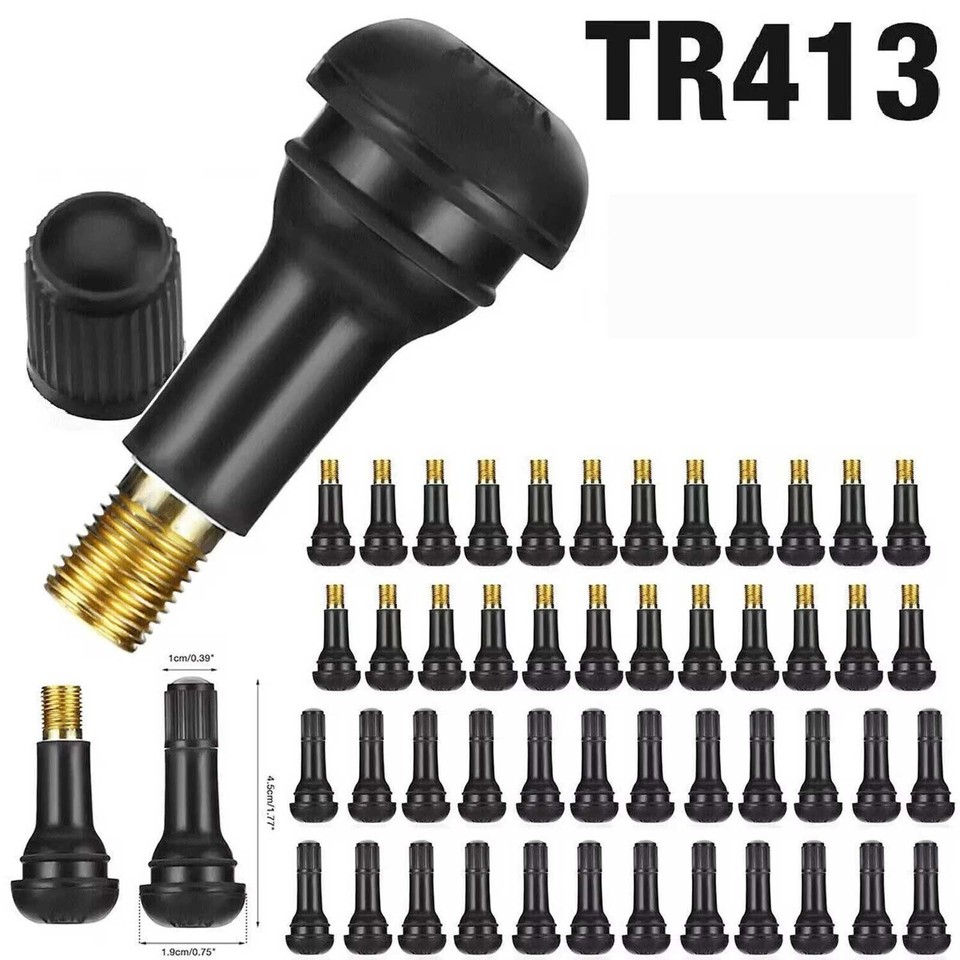 100pcs Valve Stems Car Tire Stem TR 413 TR413 Snap-In Tire Short Black Rubber | eBay
