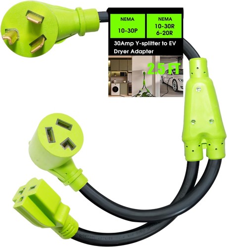 30 Amp 240V Y Splitter for Older Dryer and Welder, NEMA 10-30P to 10 ...