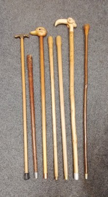 Solid Wood Walking Sticks Canes Different Lengths Set of Seven cs m32 ...