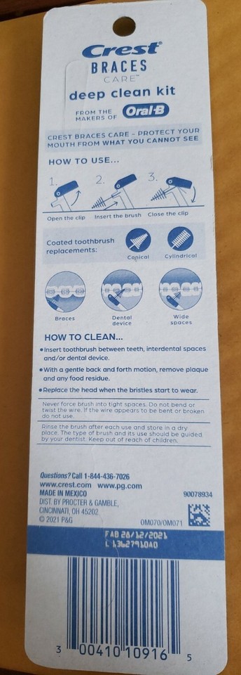 Crest BRACES CARE INTERDENTAL KIT / DEEP CLEAN KIT: BRUSH + 2 ...