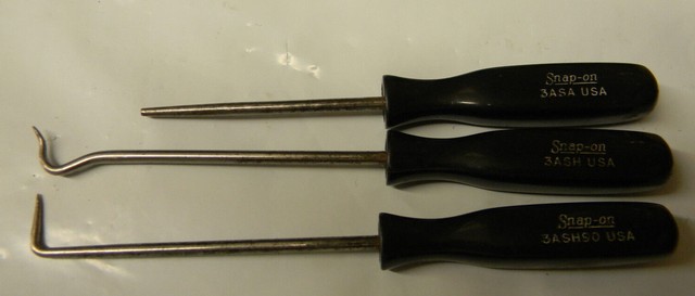 Snap-on 4 PC Miniature Awl and Pick Set Black Hard Handle Vintage ...