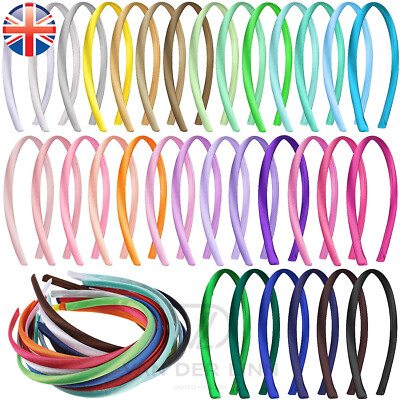 Van Der Linn Satin Headband Ladies Girls Plain Colorful Covered Alice ...