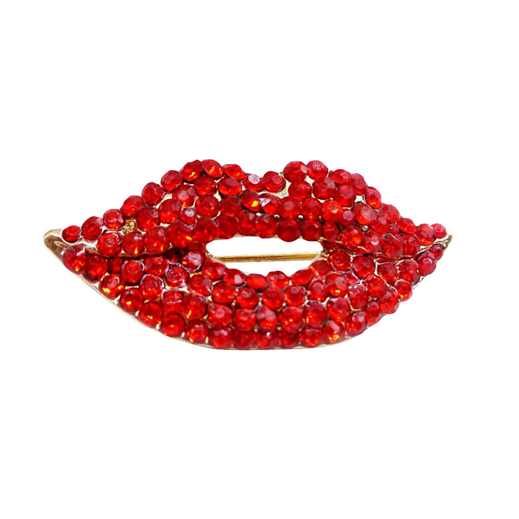 Fashion Women Rhinetone Sexy Red Lip Mouth Brooch Pin Clip Jewelry | eBay