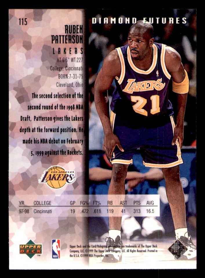1998-99 Upper Deck Black Diamond #115 Ruben Patterson RC | eBay