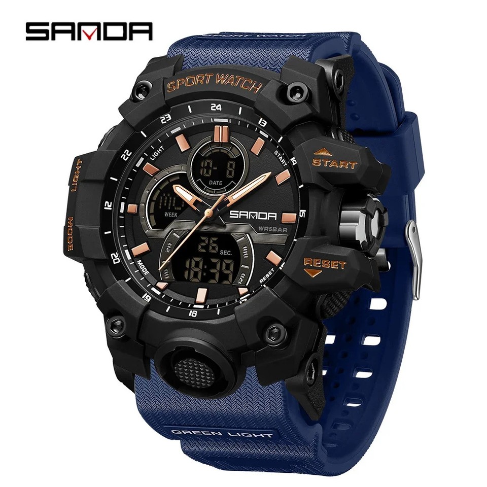 Men's Waterproof Digital Watch Dual Display LED Backlight Outdoor ...
