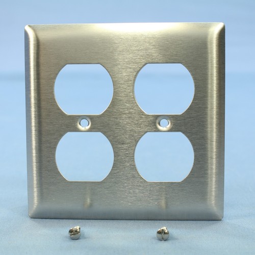 PS Type 302 Stainless Steel 2-Gang Duplex Receptacle Wallplate Outlet ...