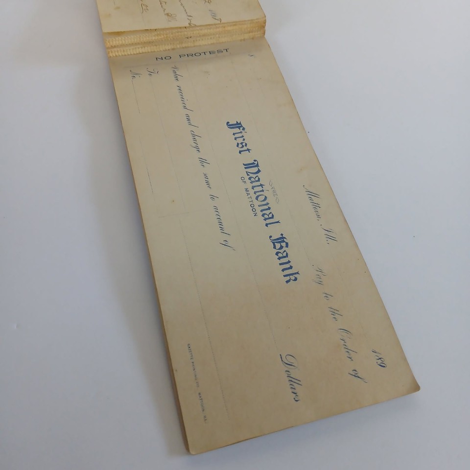 Antique First National Bank Mattoon IL 1880s & 1890s Bank Checks and ...