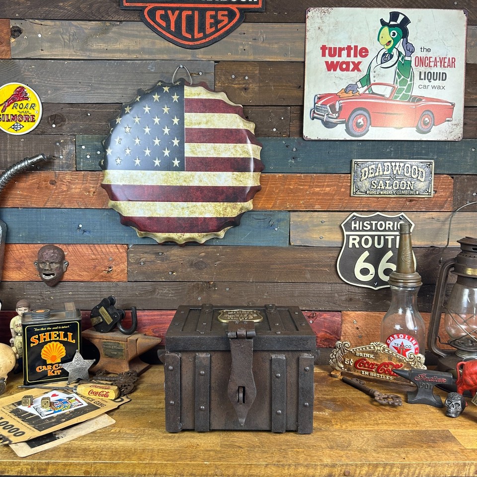 Union Pacific Route Iron Strong Box Chest With Antique Vintage Finish ...