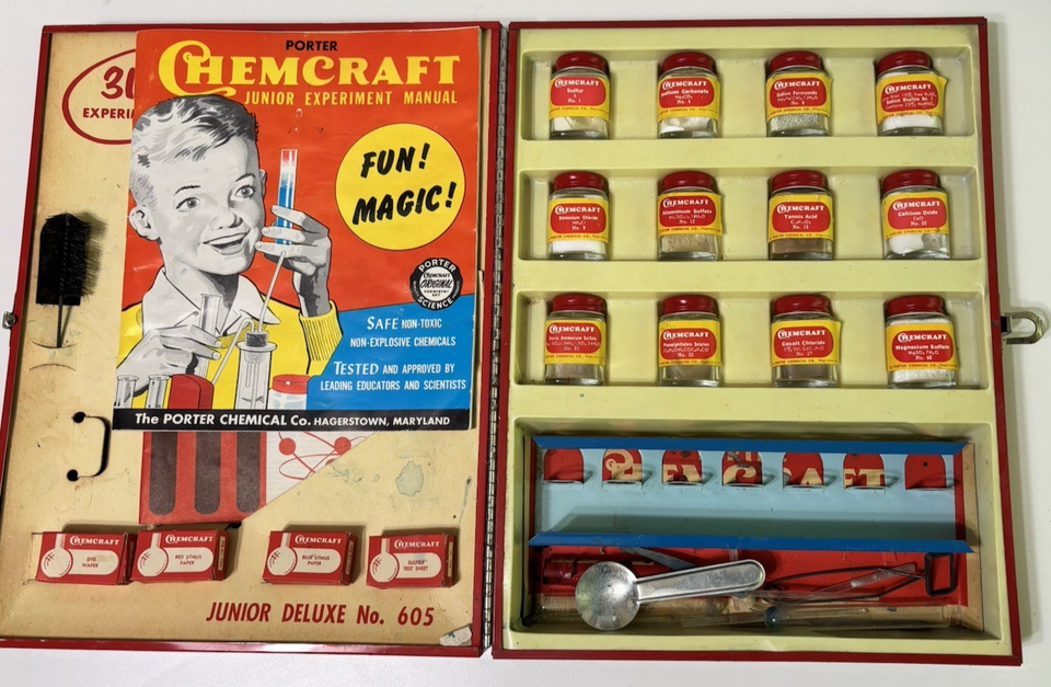 Vintage 1950s Porter Chemcraft Chemistry Lab No. 605 Science Kit Atomic ...